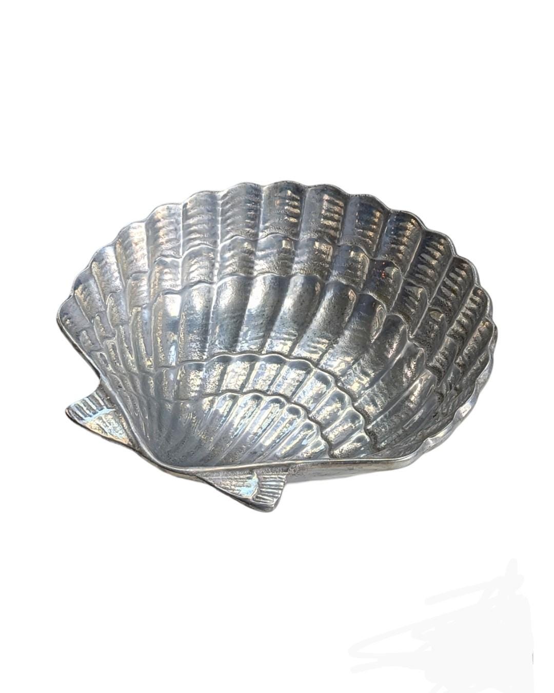 Large Vintage Silver Pewter Shell Scallop Bowl, 9.5"x9.5" - Etsy
