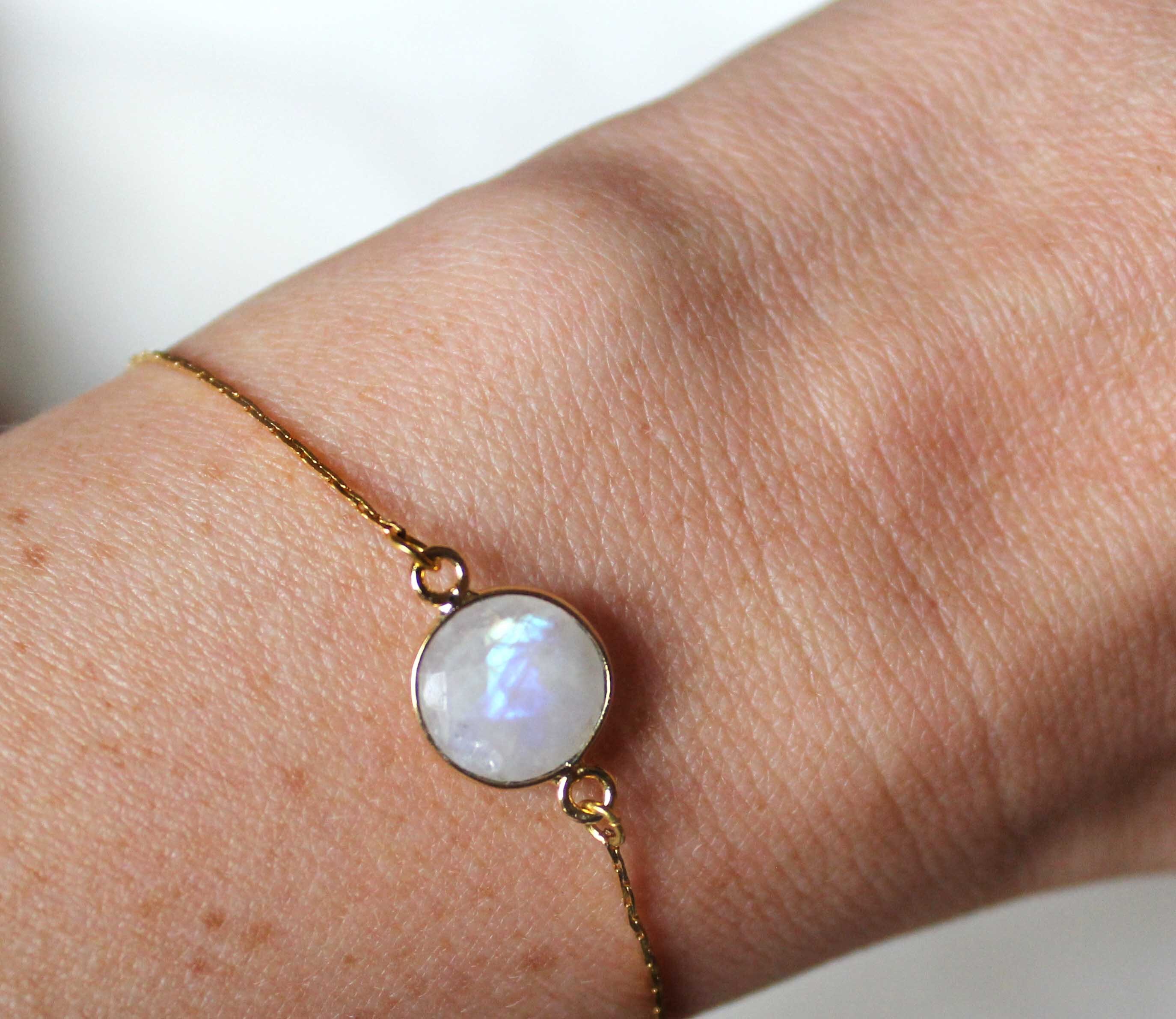 Pulsera hecha a mano filigrana Real moonstone oro chapado 925 - Etsy España