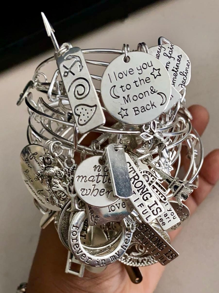 Charm Bracelet, Plain Jane Charm Bracelet, Bangle Bracelets With Charms ...