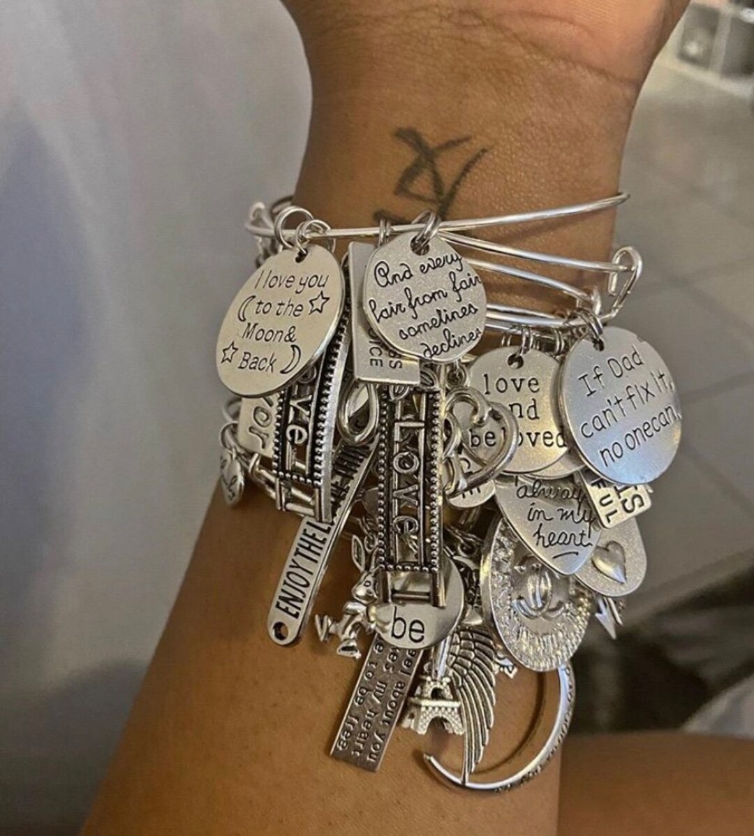 Charm Bracelet, Plain Jane Charm Bracelet, Bangle Bracelets With Charms ...
