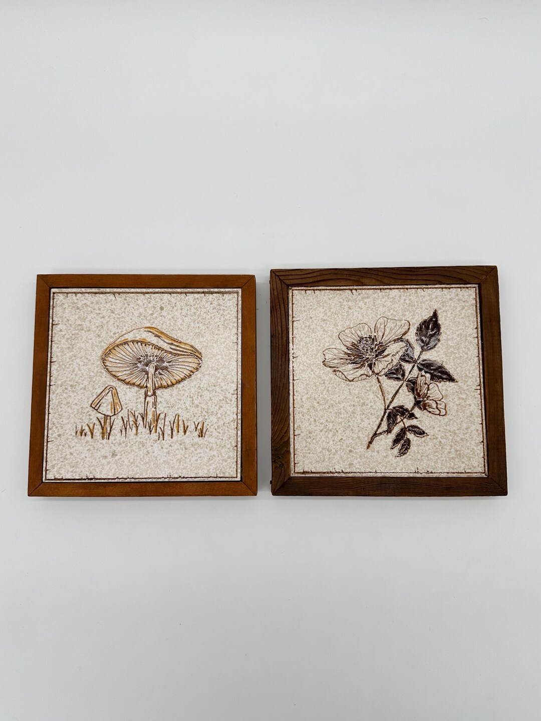 Vintage Tile Trivets Wood Frame - Etsy
