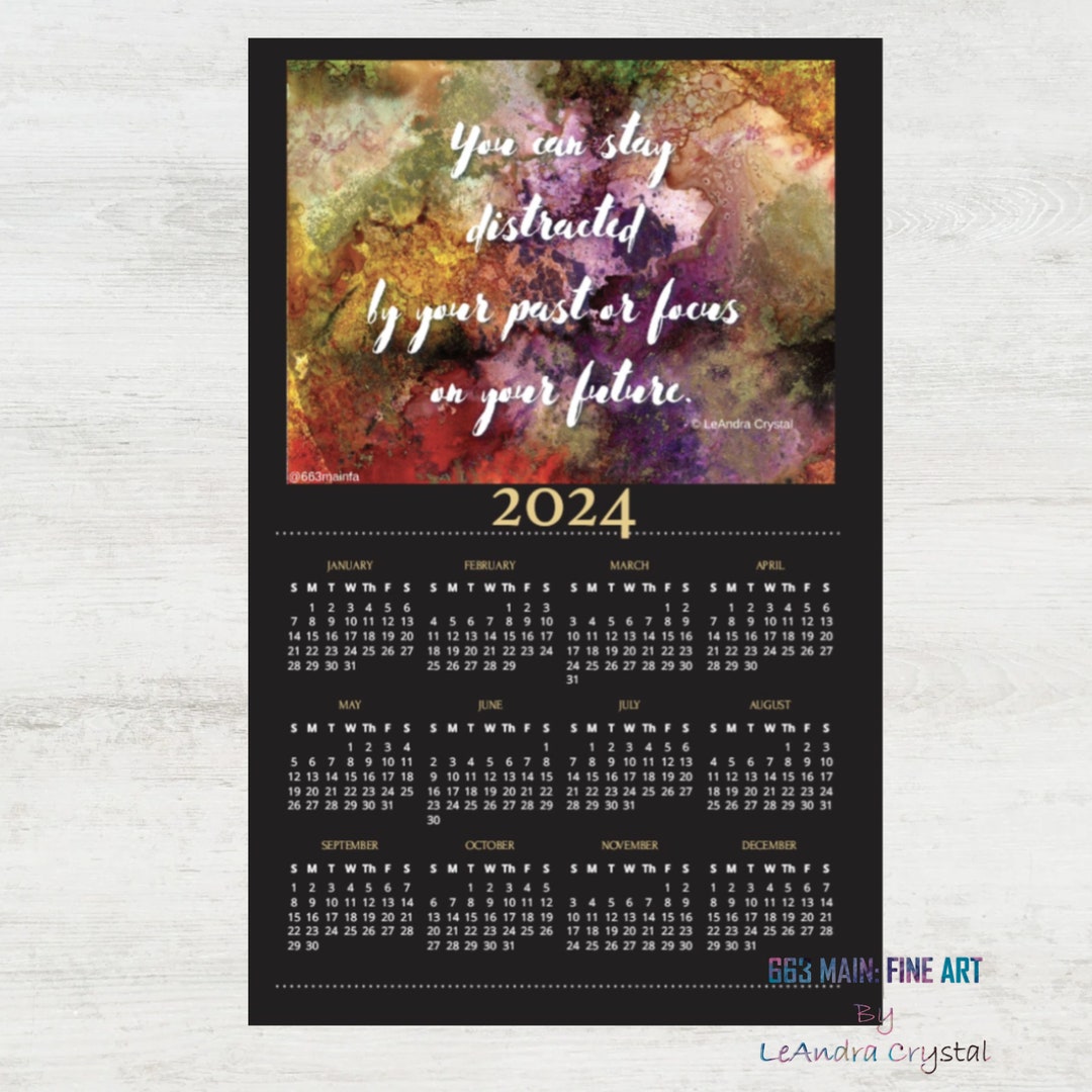 2024 Calendar wall Poster One Page Calendar Affirmation Calendar Art ...