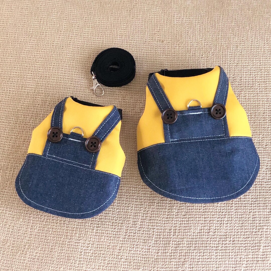 Yellow Denim Overall Harness, Minion Inspired Costume for Pet Bunny ...