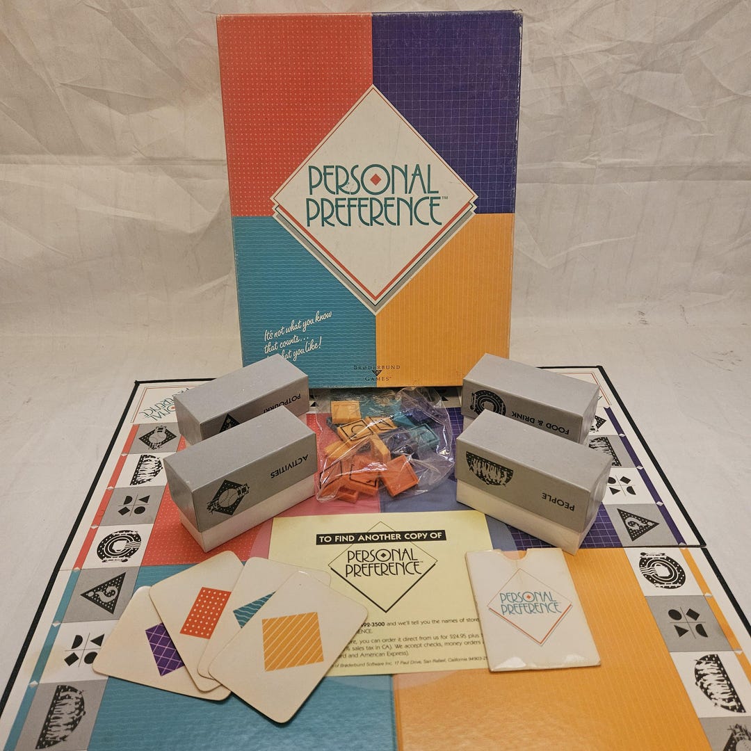 Vintage 1988 Personal Preference Board Game Broderbund Games - Etsy