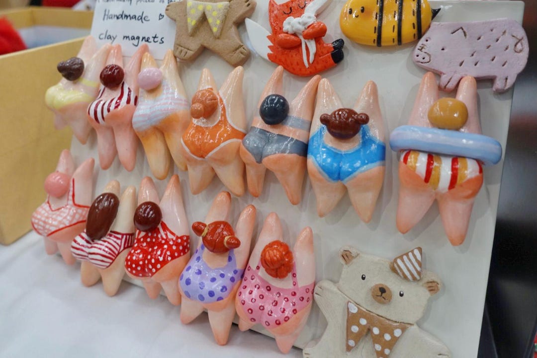 Handmade Clay Swimming Lady Fridge Magnet, Figurines, Unique Gift ...