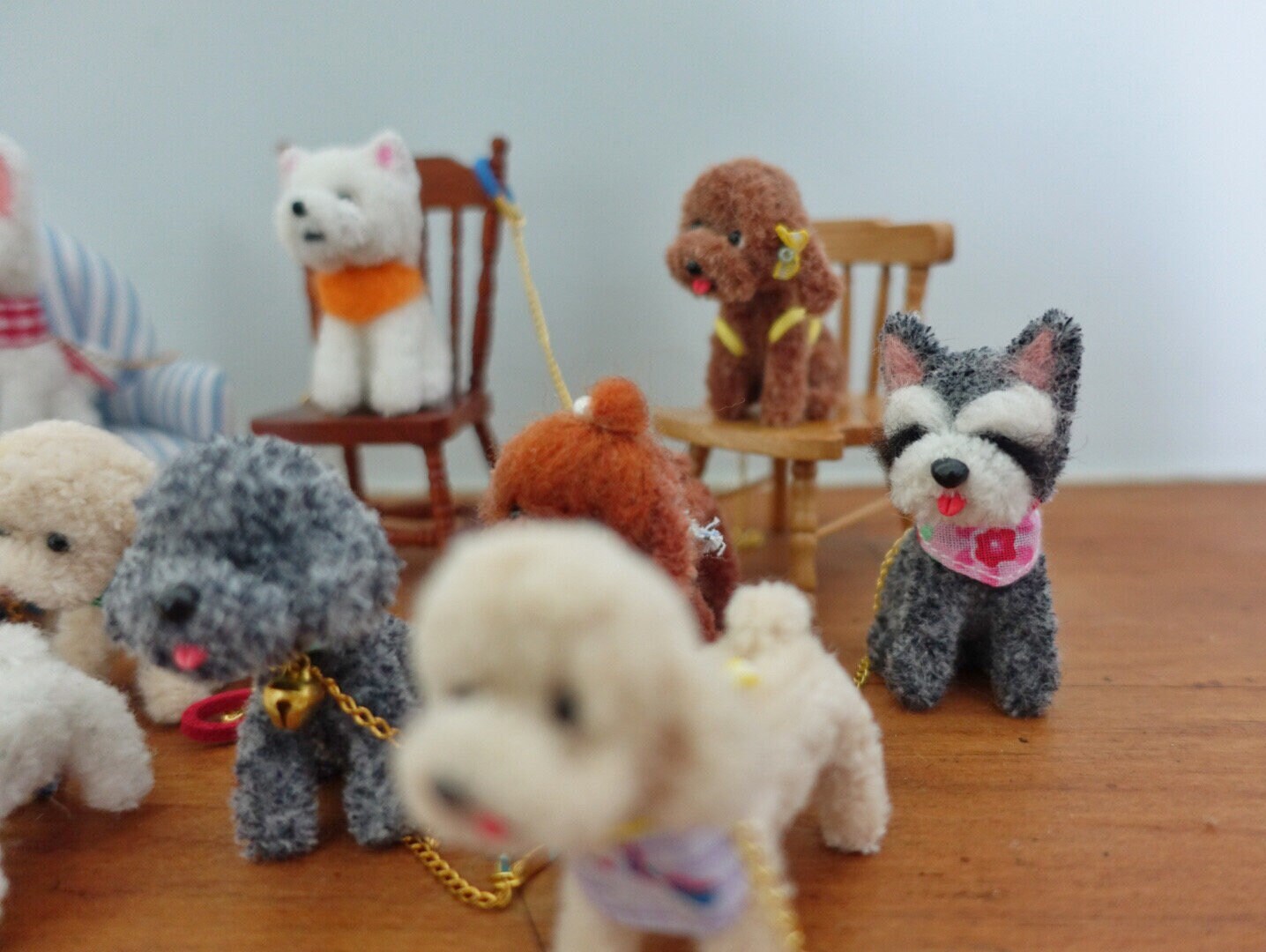Handmade Mini Pipe Cleaner Dogs With Leash, Ob11 Doll, Art Doll, Doll ...