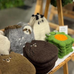 Hand Felted Coasters, Cup Mat, Cat Coaster, Duck Coaster, Frog Coaster ...