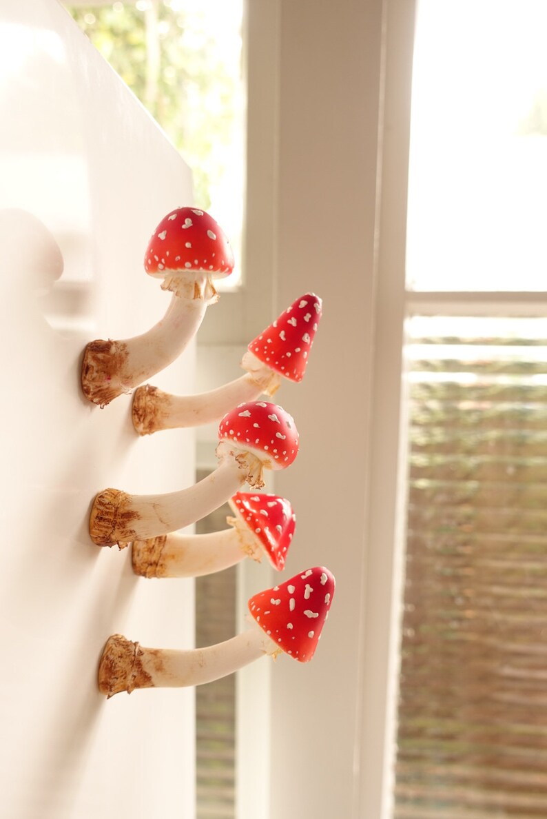 Handmade Mushroom Magnet, Figurines, Clay Mushroom, Toadstool, Unique ...