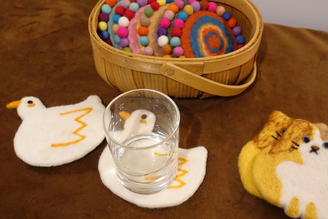 Hand Felted Coasters, Cup Mat, Cat Coaster, Duck Coaster, Frog Coaster ...