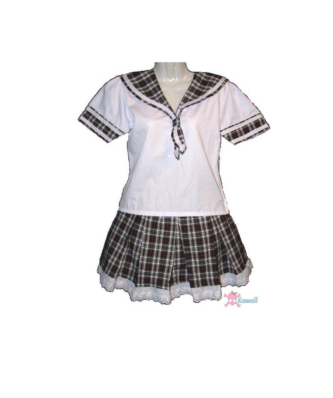 School Uniform Grey Check Pattern Short-armed by Xkawaii - Etsy
