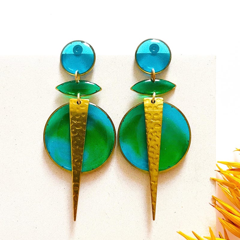 Resin Earrings Handpainted - Etsy