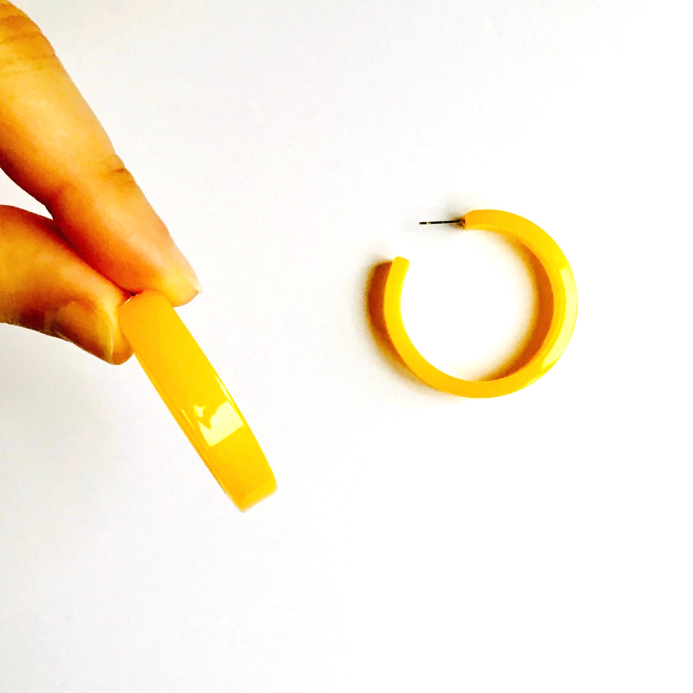 Yellow Hoop Earrings Large Hoop Earrings Thick Hoop - Etsy