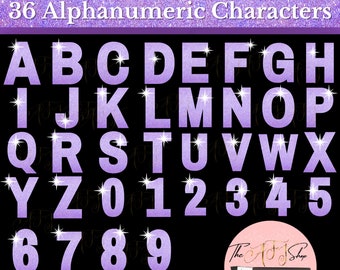 Purple Glitter Letters | Etsy