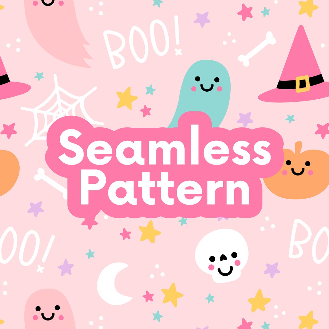 Cute Pink Halloween Seamless Pattern Digital Paper Fabric - Etsy
