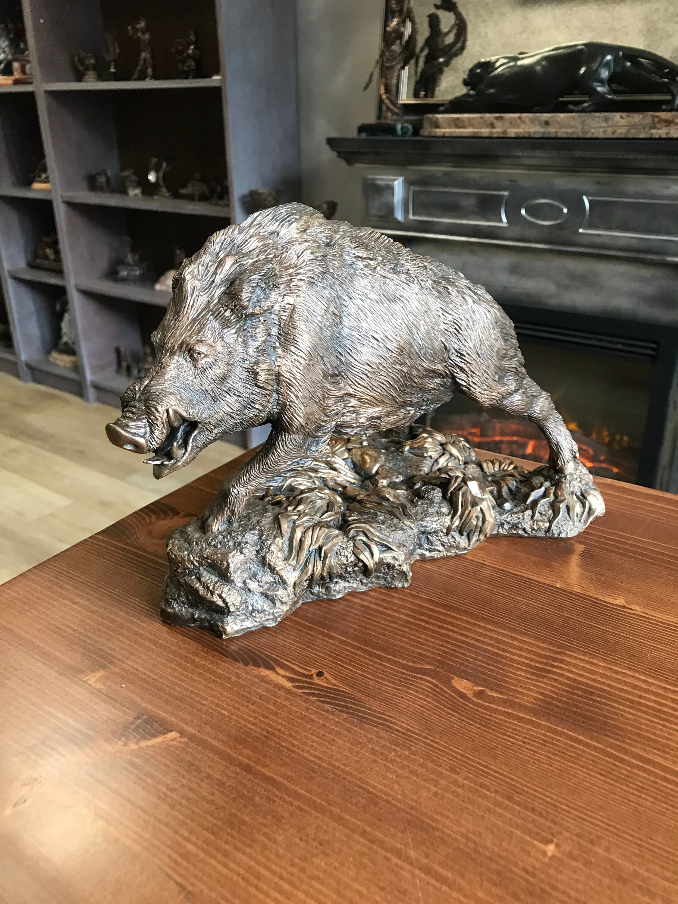 Bronze Wild Boar Statuette Gift Collectible Bronze Statuette | Etsy