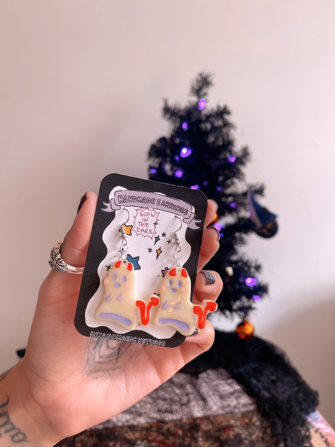 Glow in the Dark Devil Ghost Earrings, Clay Earrings, Polymer Clay ...