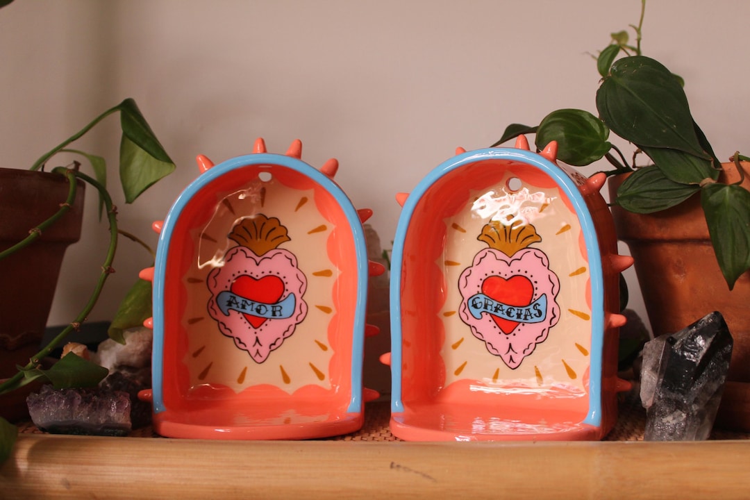 The Milagros Shrine, Handmade Clay Shrine, Hand Painted Mini Shrine ...