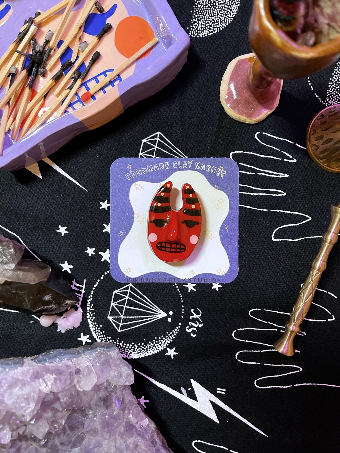 Little Devil Clay Magnet, Handmade Magnet, Clay Magnet, Cute Handmade ...