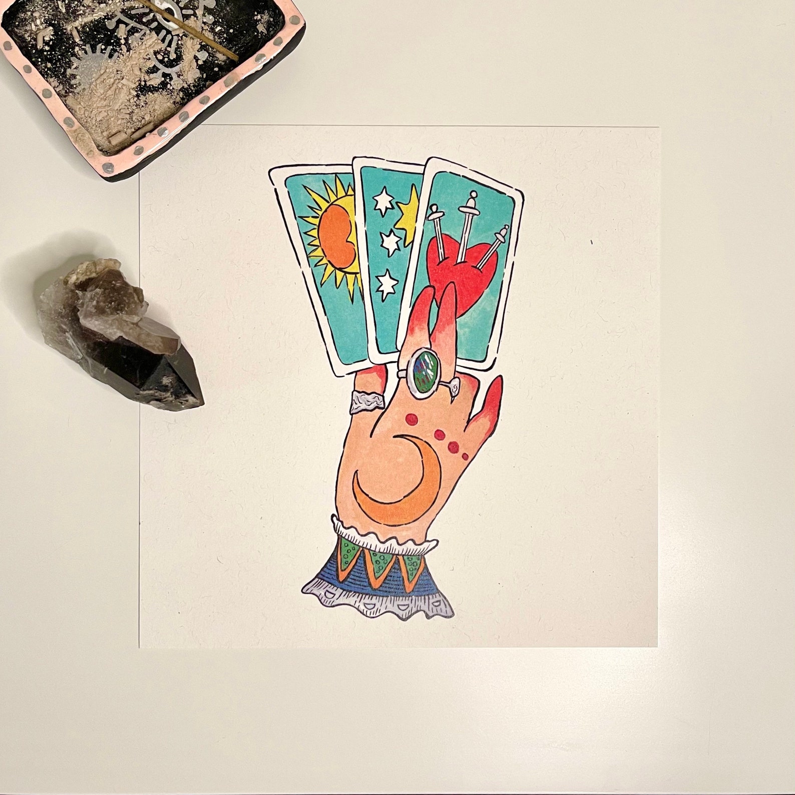 Tarot Cards Print Tarot Art Print Gouache Painting Rustic - Etsy