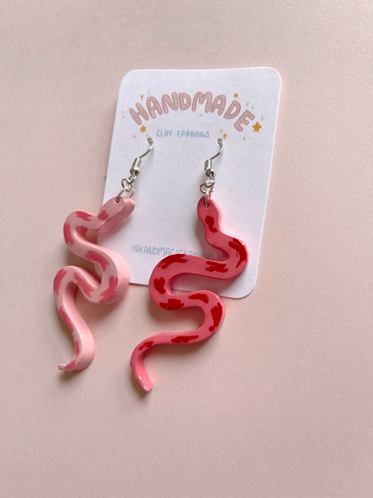 Twin Snakes Earrings Handmade Earrings Polymer Clay Earring | Etsy