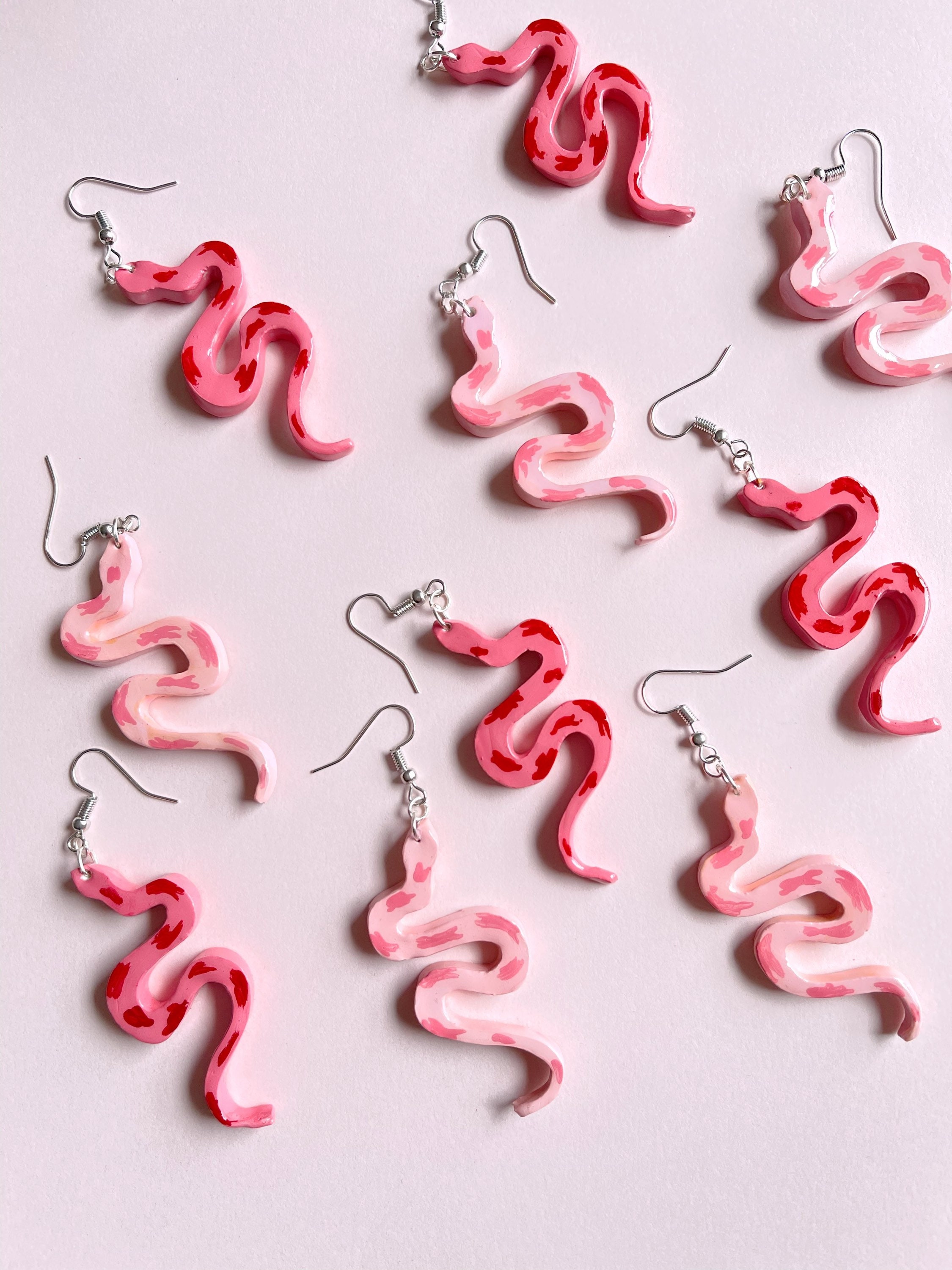 Twin Snakes Earrings Handmade Earrings Polymer Clay Earring | Etsy