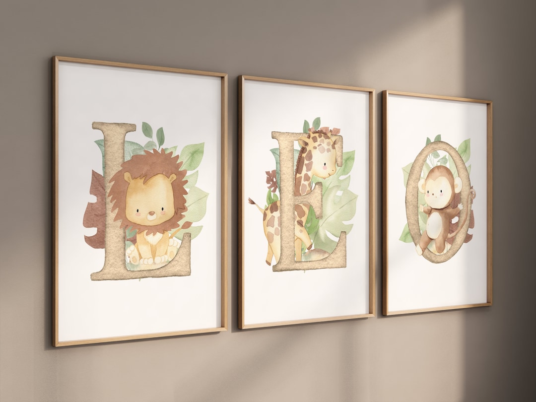 LEO, Leo Name Print, Leo Nursery Art Print, Leo Initials Prints, Safari ...