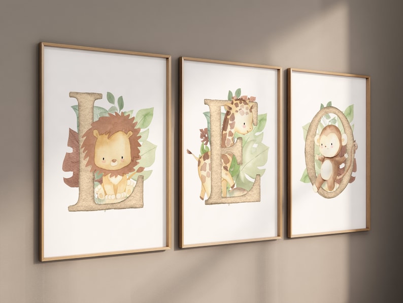 LEO, Leo Name Print, Leo Nursery Art Print, Leo Initials Prints, Safari ...