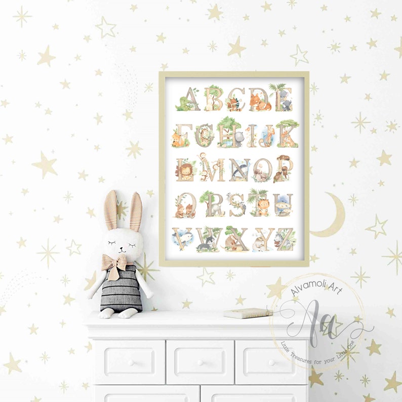 Animal Abcs Alphabet Print Kids Alpha Letters Wall Art - Etsy