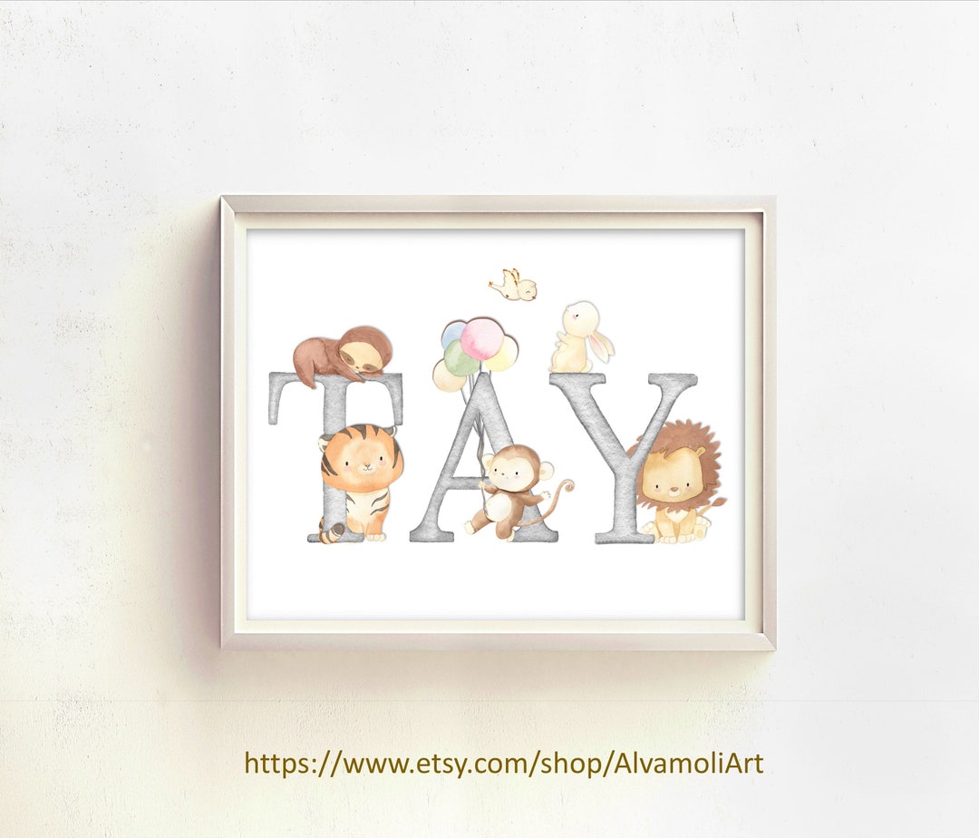 Personalized Baby Name Print Illustration With Custom Animals: Ausie ...