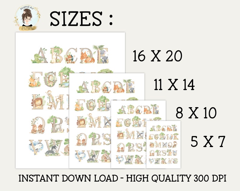 Animal Abcs Alphabet Print Kids Alpha Letters Wall Art - Etsy