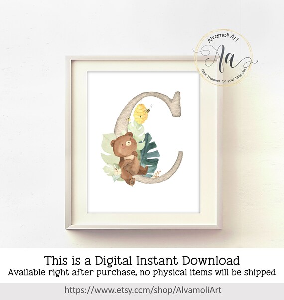 Digital Letter C Nursery Monogram Letter C Nursery Art | Etsy