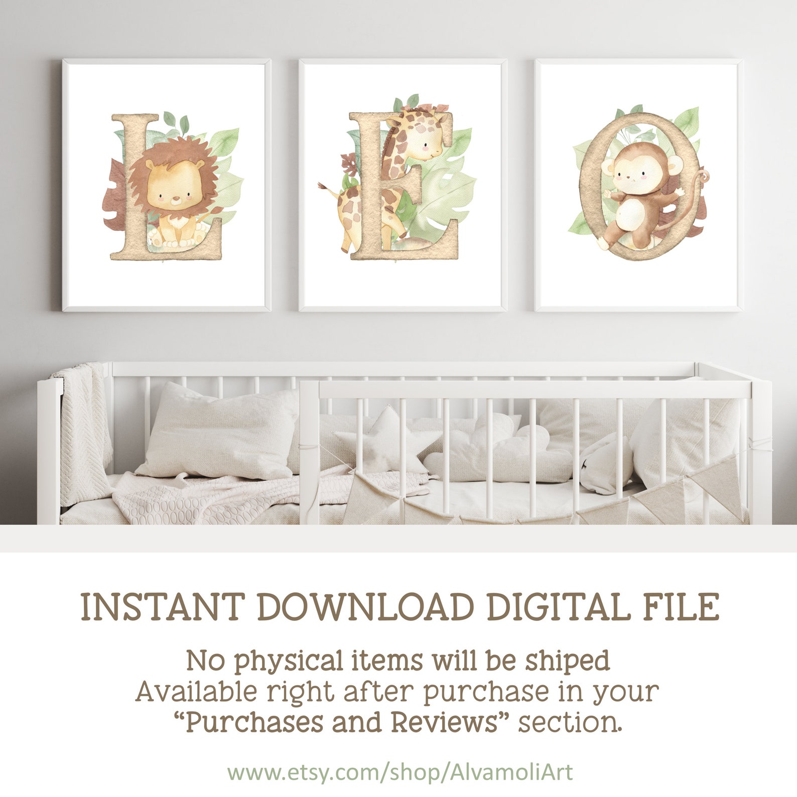 LEO, Leo Name Print, Leo Nursery Art Print, Leo Initials Prints, Safari ...