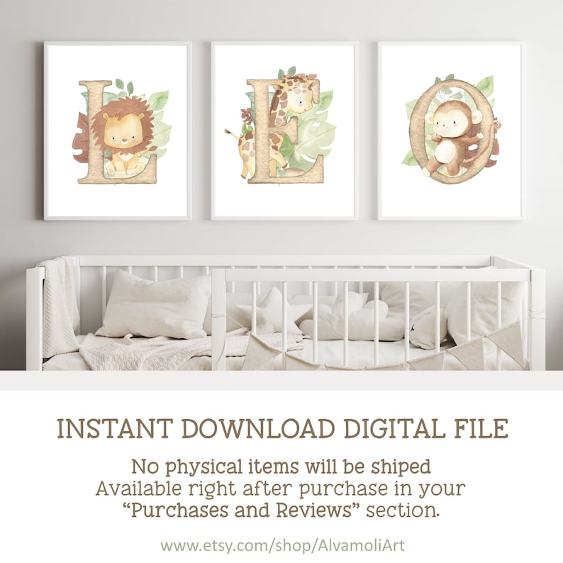 LEO, Leo Name Print, Leo Nursery Art Print, Leo Initials Prints, Safari ...