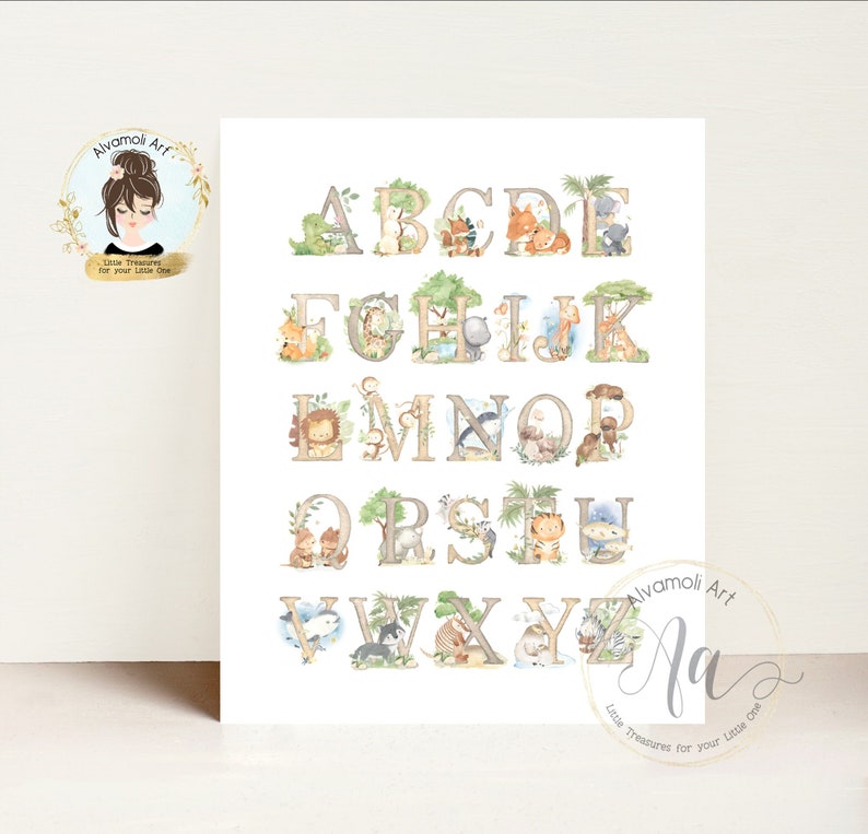 Animal Abcs Alphabet Print Kids Alpha Letters Wall Art - Etsy