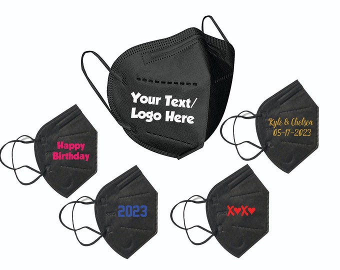 Personalized KN95 Mask, Custom Logo KN95 Black Mask, 5 Layer Black Face ...