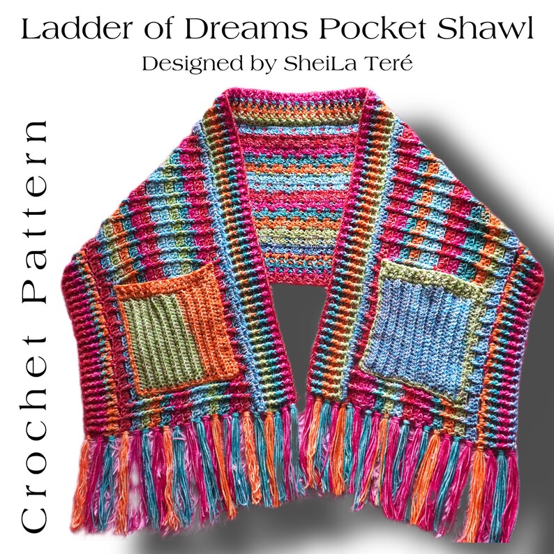 Ladder of Dreams Pocket Shawl Crochet Pattern | Intermediate - Easy to ...