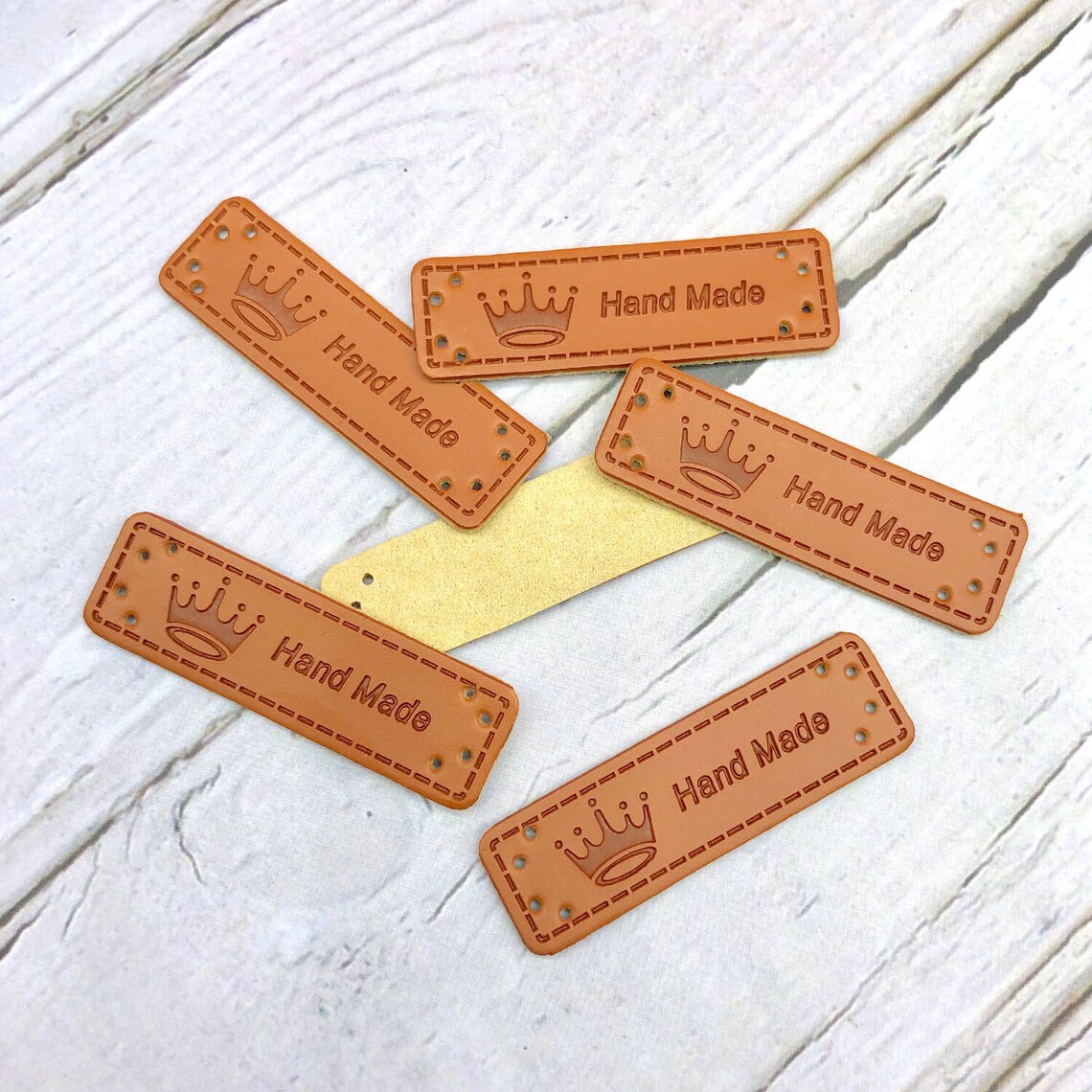 Brown Hand Made PU Labels for Handmade Items | Etsy