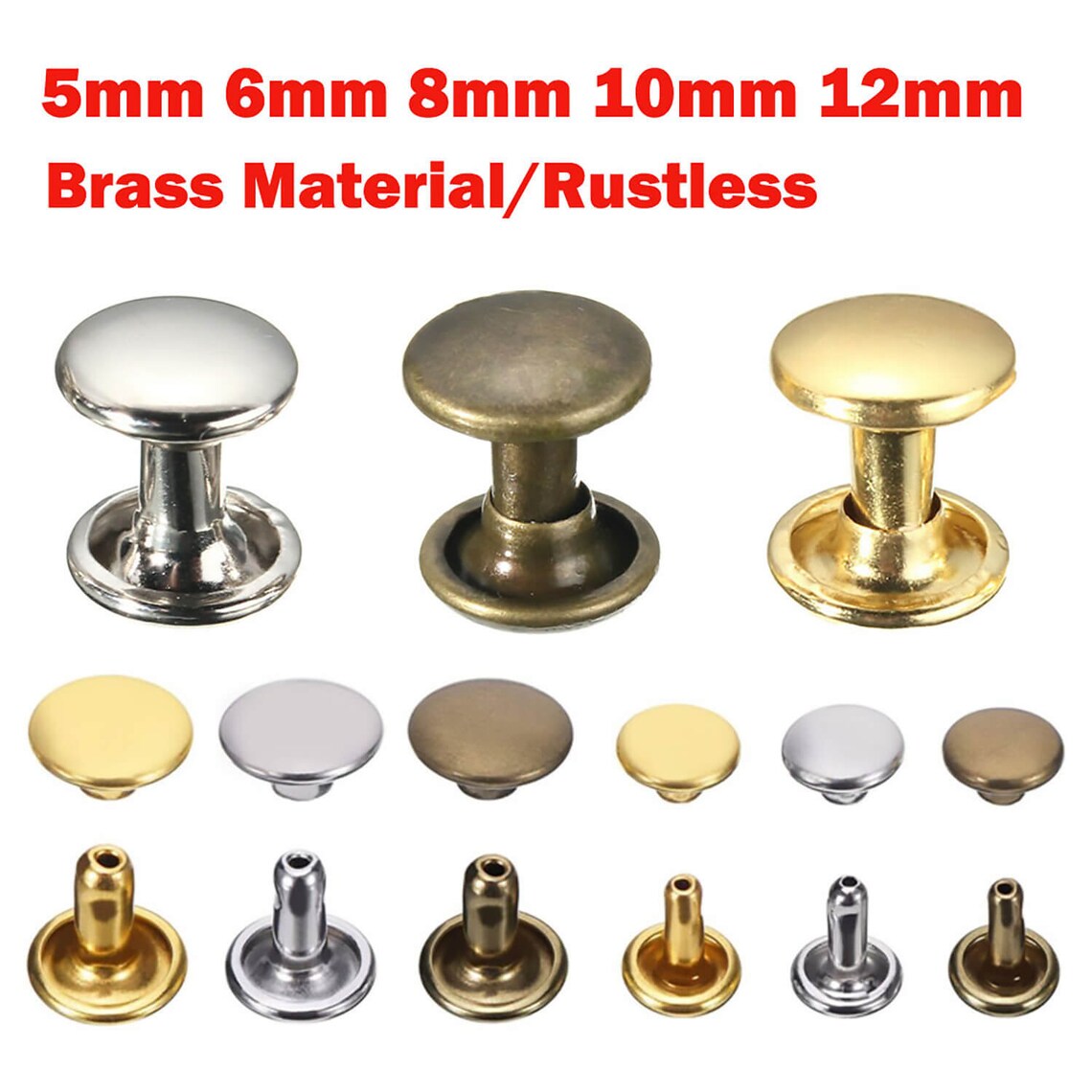 100sets Brass Material Double Cap Rivets Studs for - Etsy