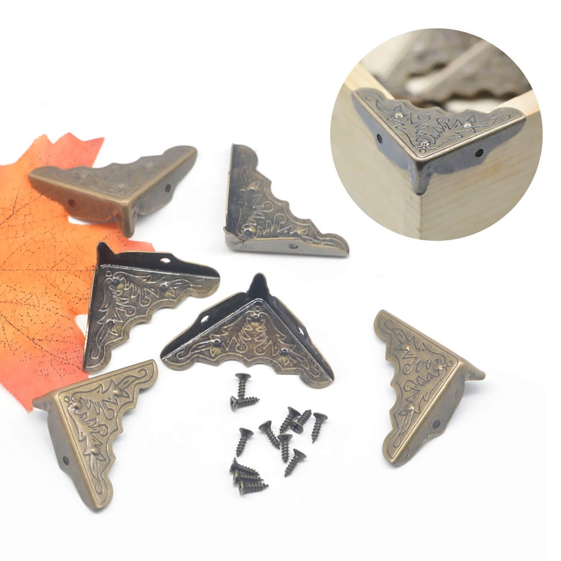 10pcs Bronze Wooden Box Table Corner Case Corner Protector Phoenix ...
