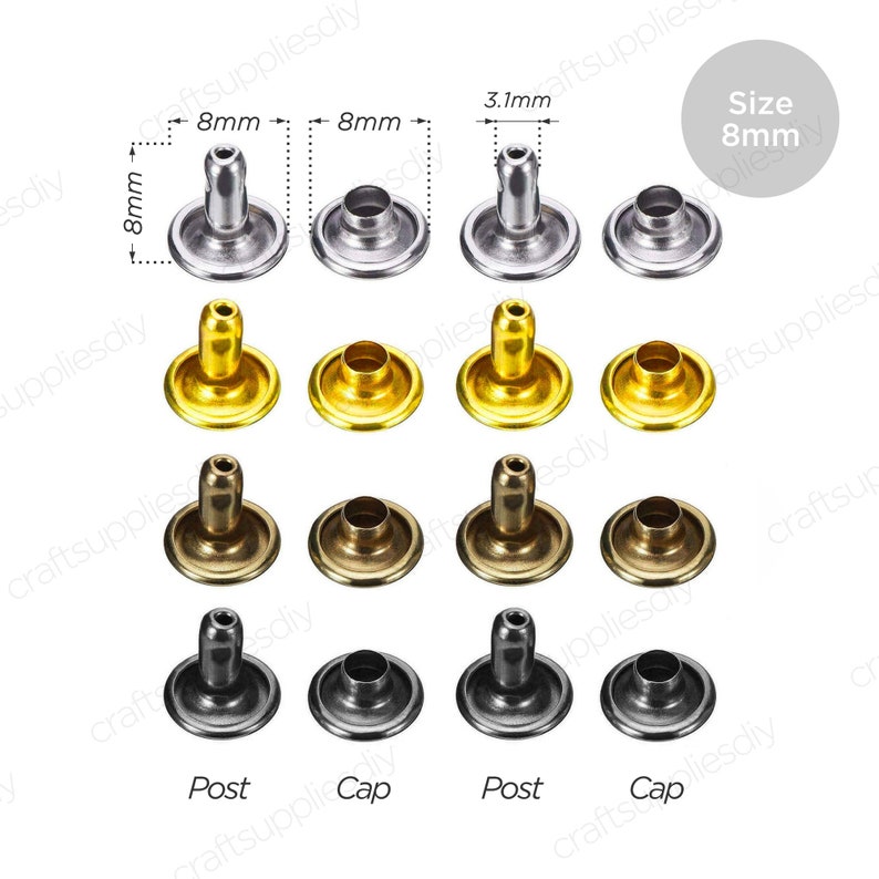 100sets Brass Material Double Cap Rivets Studs for | Etsy