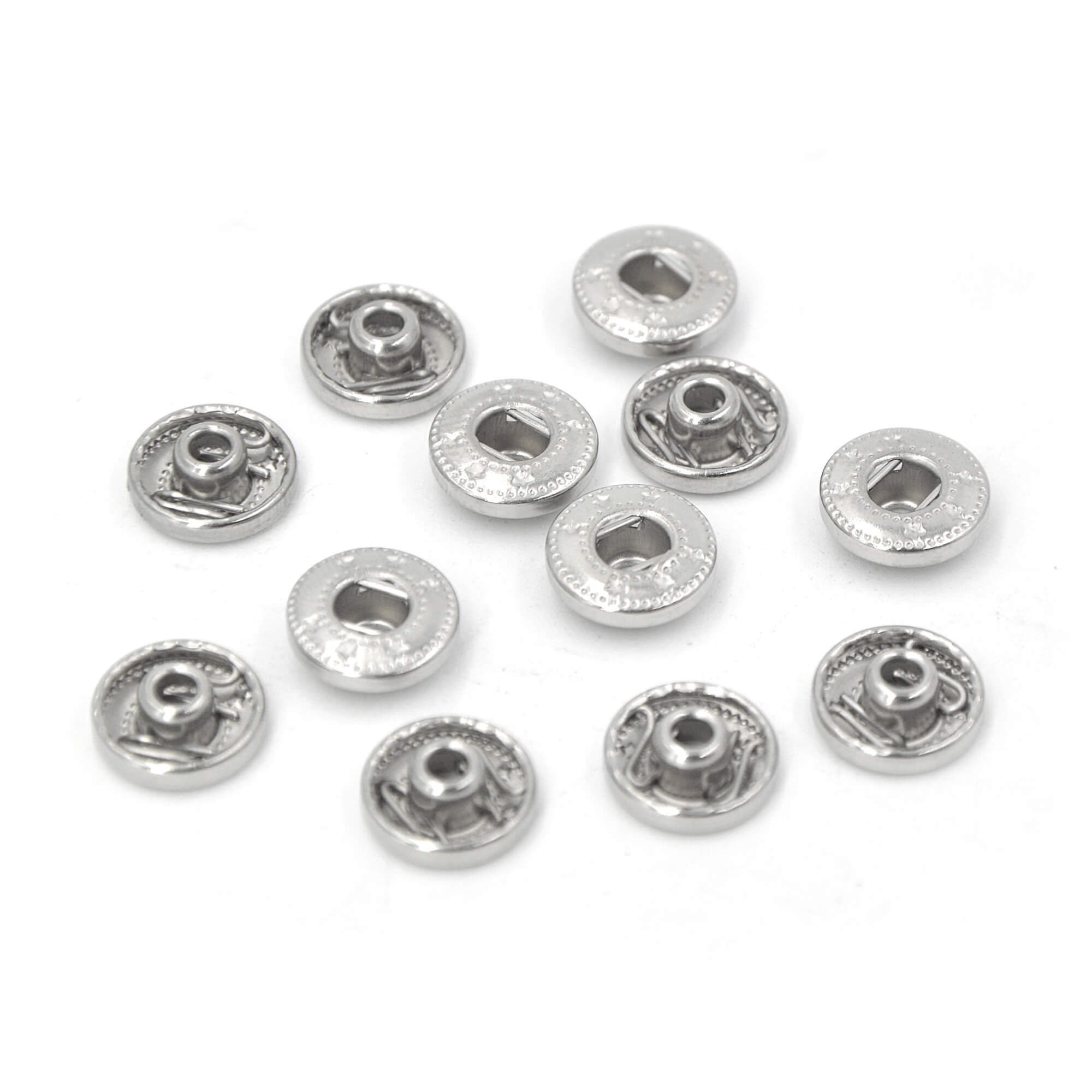 50sets Metal Snap Fasteners Press Studs Snap Buttons Poppers 10mm #655 ...