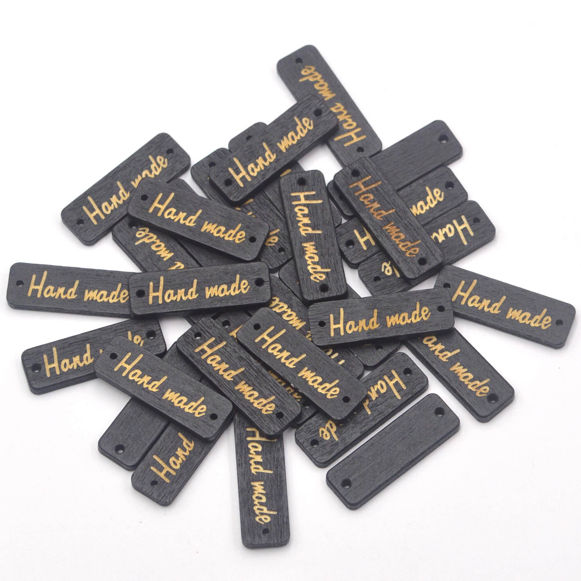 Black Engraved Wooden Button Tags With 2 Holes for Handmade - Etsy