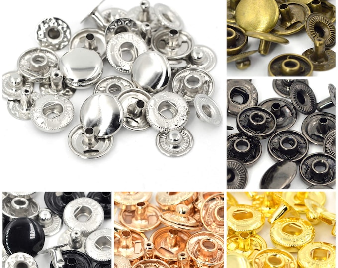 50sets Metal Snap Fasteners Press Studs Snap Buttons Poppers 10mm #655 ...