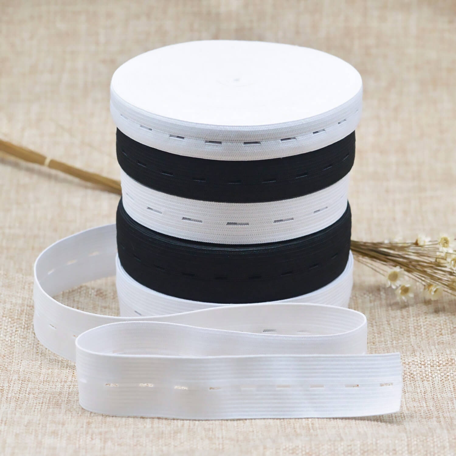 5m Sewing Elastic Bands With Button Holes Dressmaking Tailoring Flat ...
