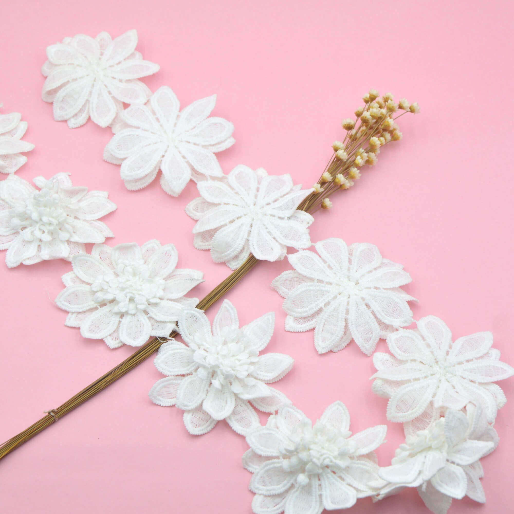 8pcs White Flower With Buds Double Layered Applique - Etsy