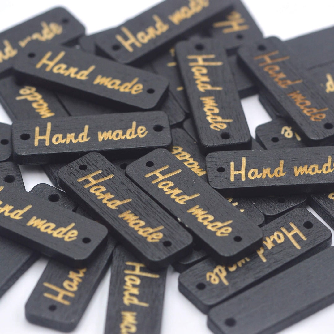 Black Engraved Wooden Button Tags With 2 Holes for Handmade Items ...