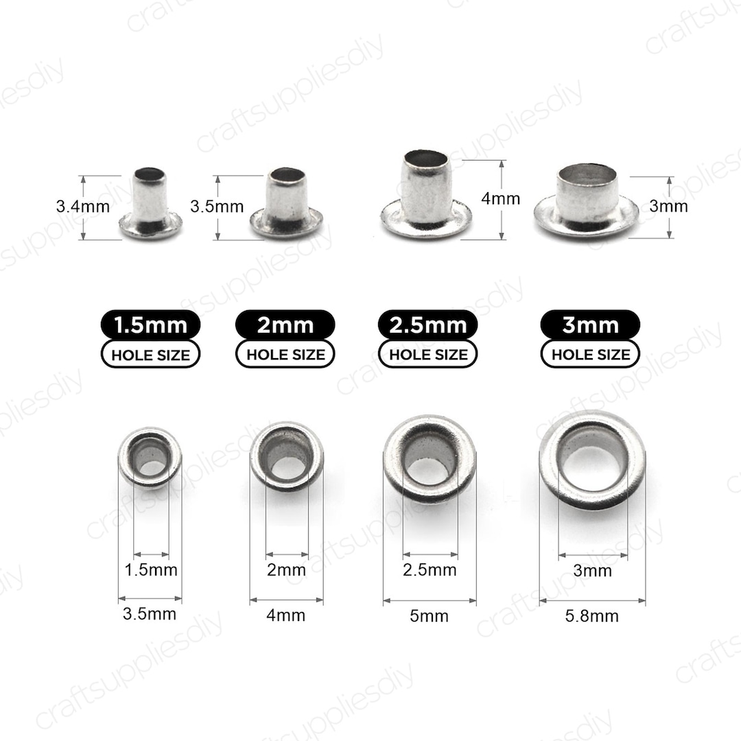 100pcs Brass Eyelets for Leather Craft Bag Shoes Belt Cap 1.5mm/2mm/2 ...
