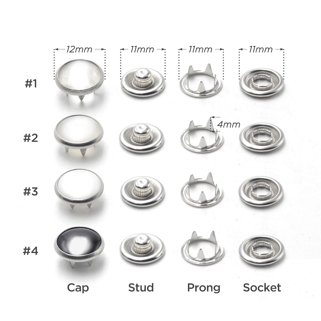 50sets Acrylic Pearl Snap Fasteners Prong Ring Snaps Press Studs Snap ...
