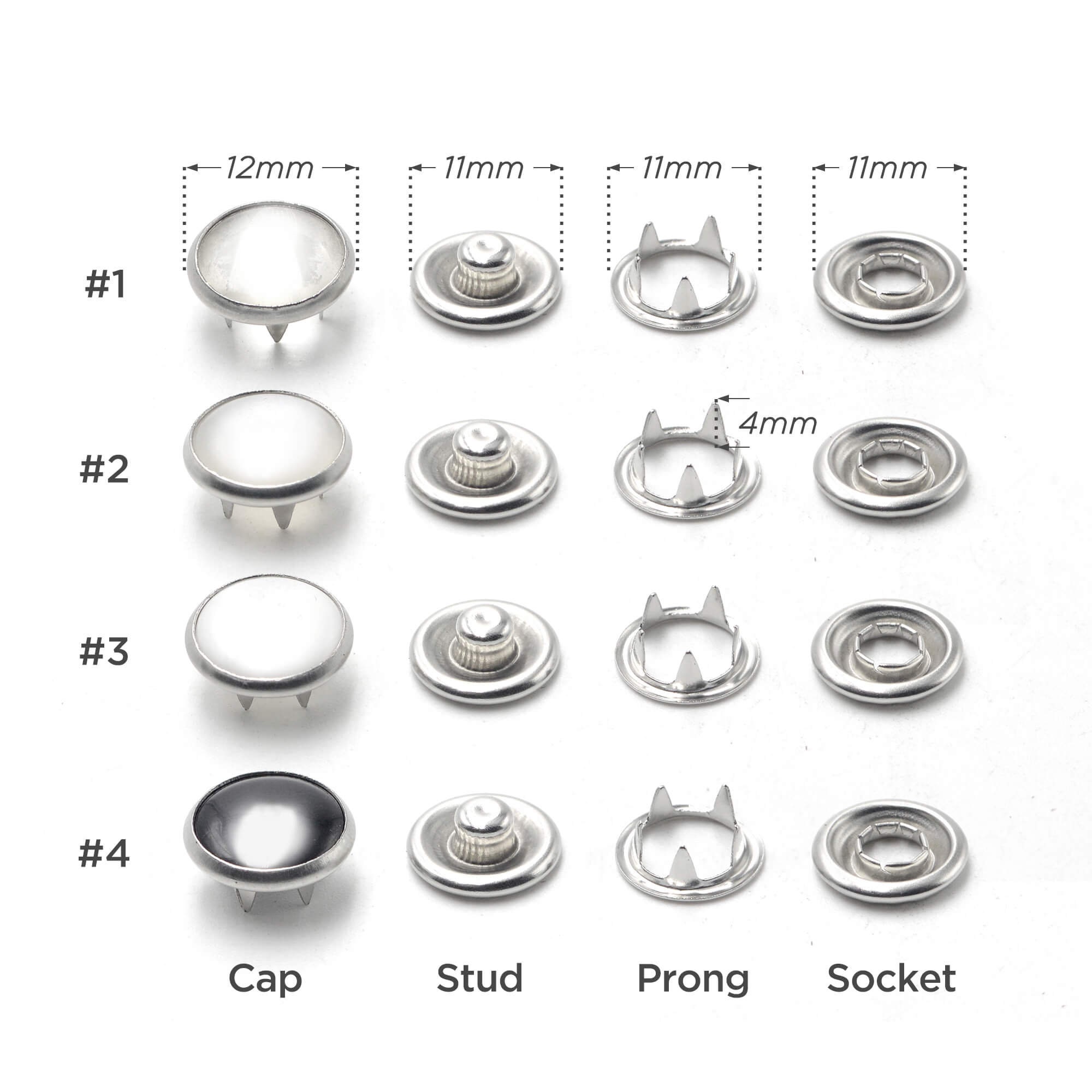 50sets Acrylic Pearl Snap Fasteners Prong Ring Snaps Press Studs Snap Buttons Poppers 10 12mm Cap Diameter Craft Supplies DIY Etsy