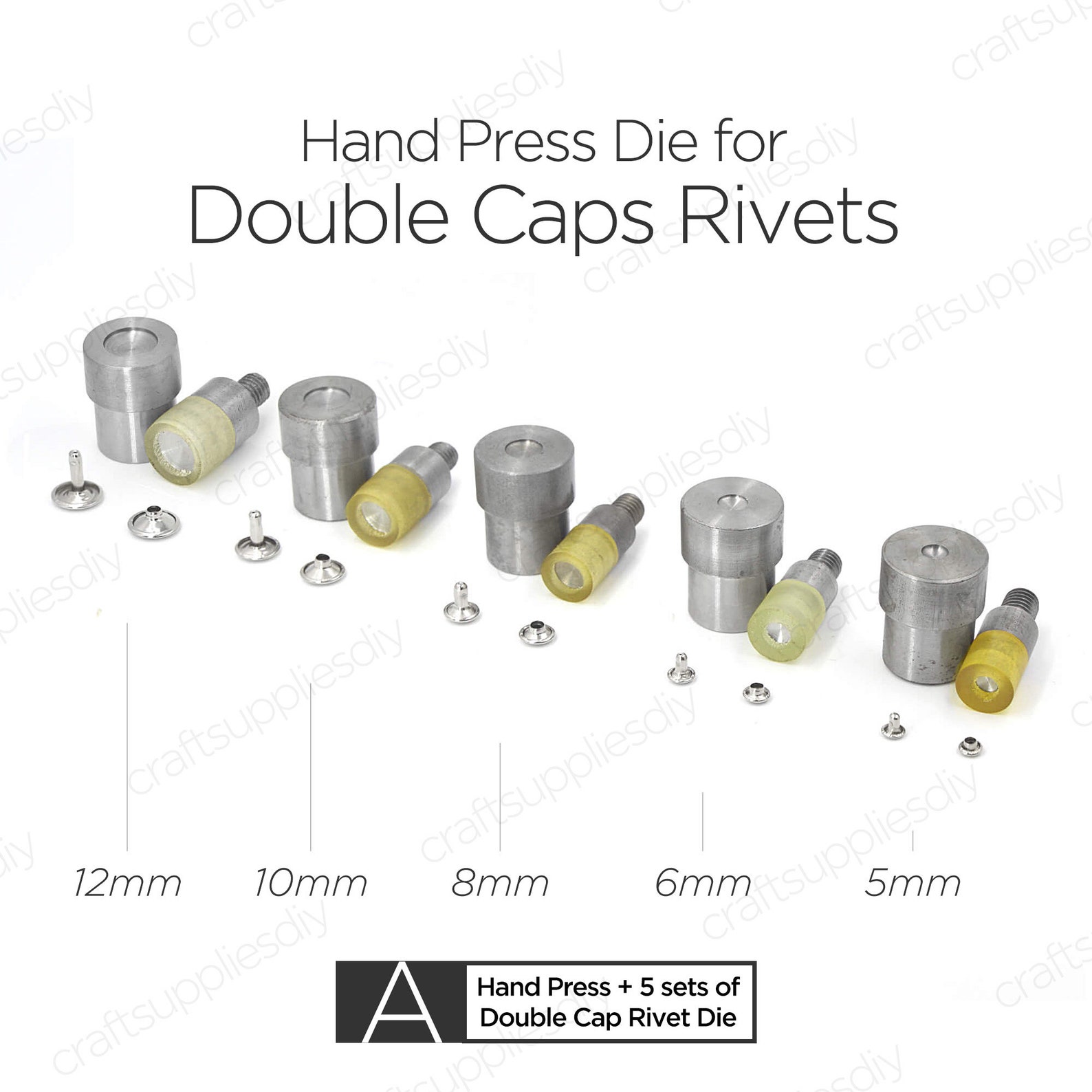 Hand Press for Double Cap Rivets, Eyelets Grommets, Rhinestone Rivets ...